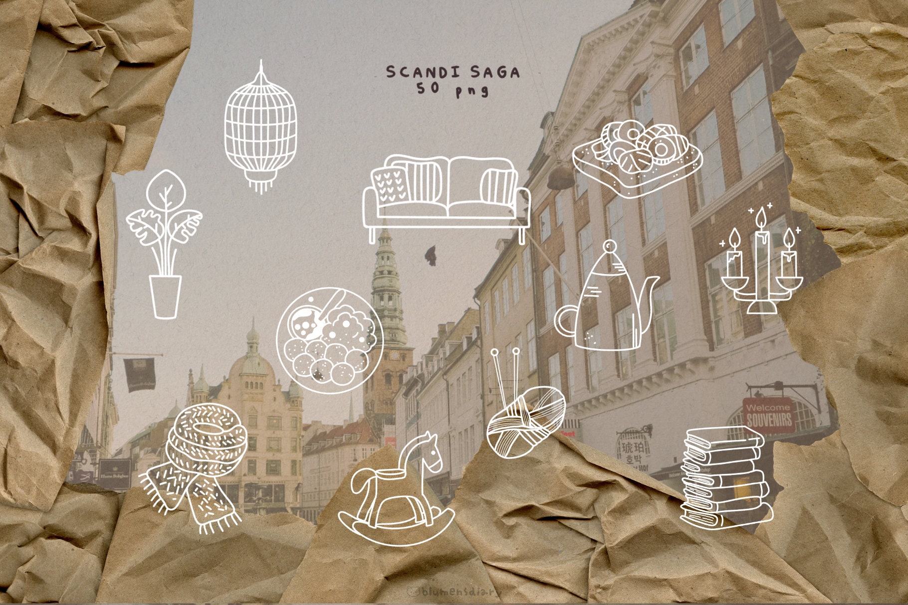 Scandinavian Doodle Line Art: Nordic PNG Elements (digital Download) - Etsy