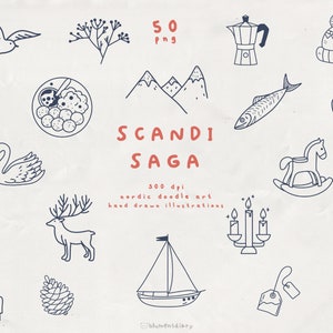 Scandinavian Doodle Line Art: Nordic PNG Elements (digital Download) - Etsy