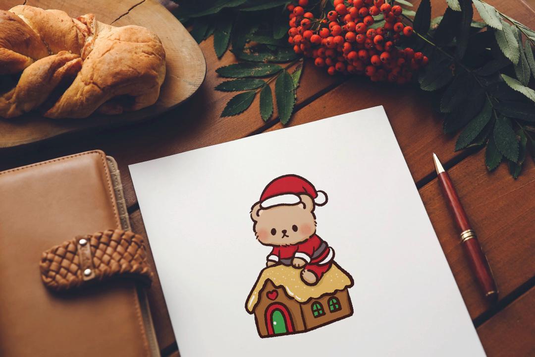 Kawaii Christmas Bear Bakery Clipart: Festive Holiday Desserts (digital ...