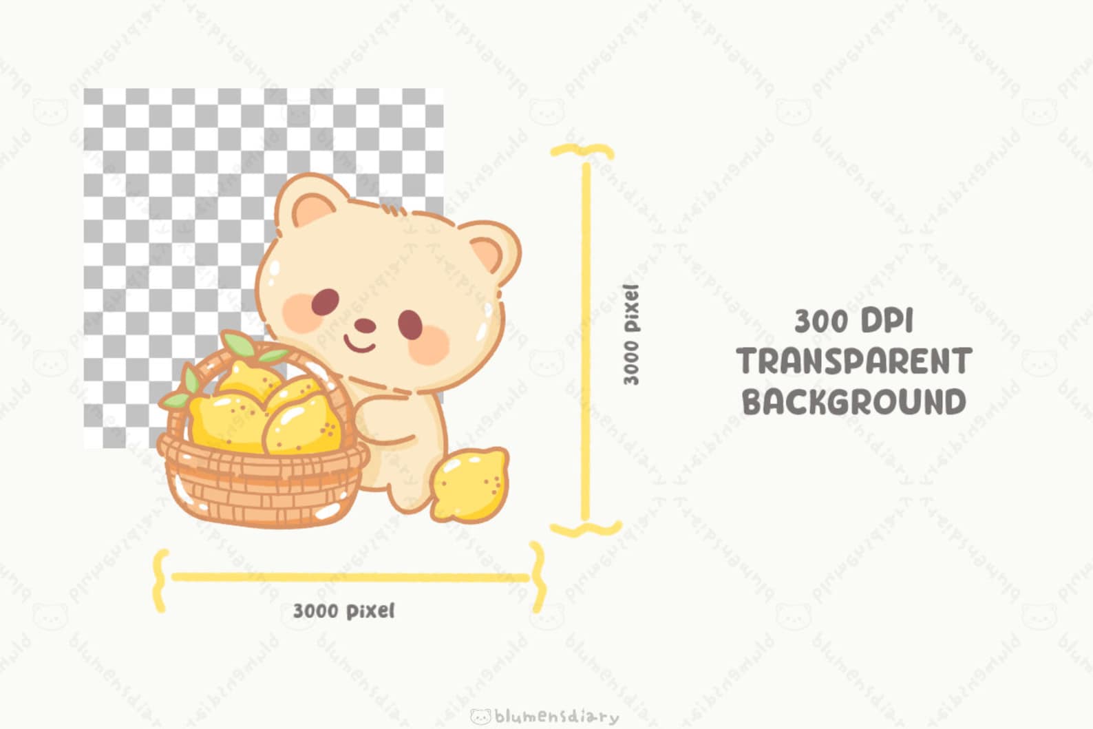 Kawaii Bear Lemon Delights Clipart -20 High-quality Pngs Illustration ...