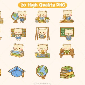 High Quality Back to School Kawaii Bear Clipart - 20 High-quality Pngs ...