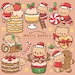 Kawaii Christmas Bear Bakery Clipart: Festive Holiday Desserts (digital ...
