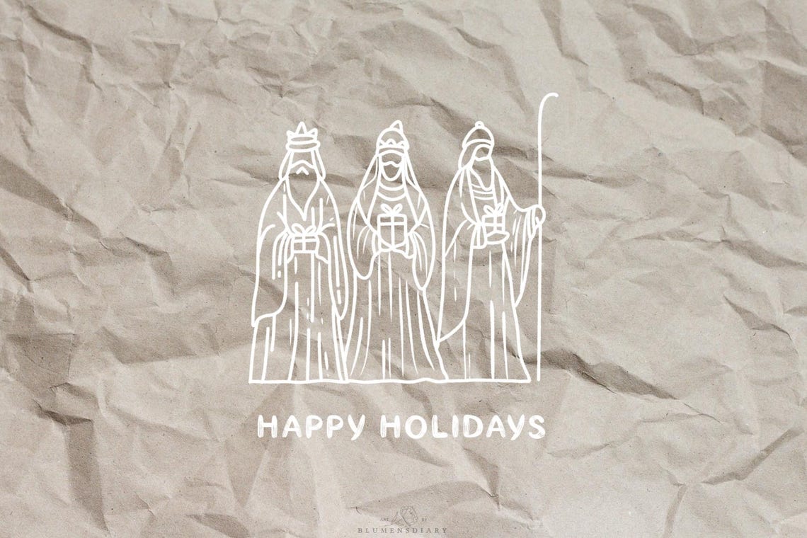 Nativity Scene Clipart: Holy Night Line Art Doodles (PNG, SVG, EPS) - Etsy