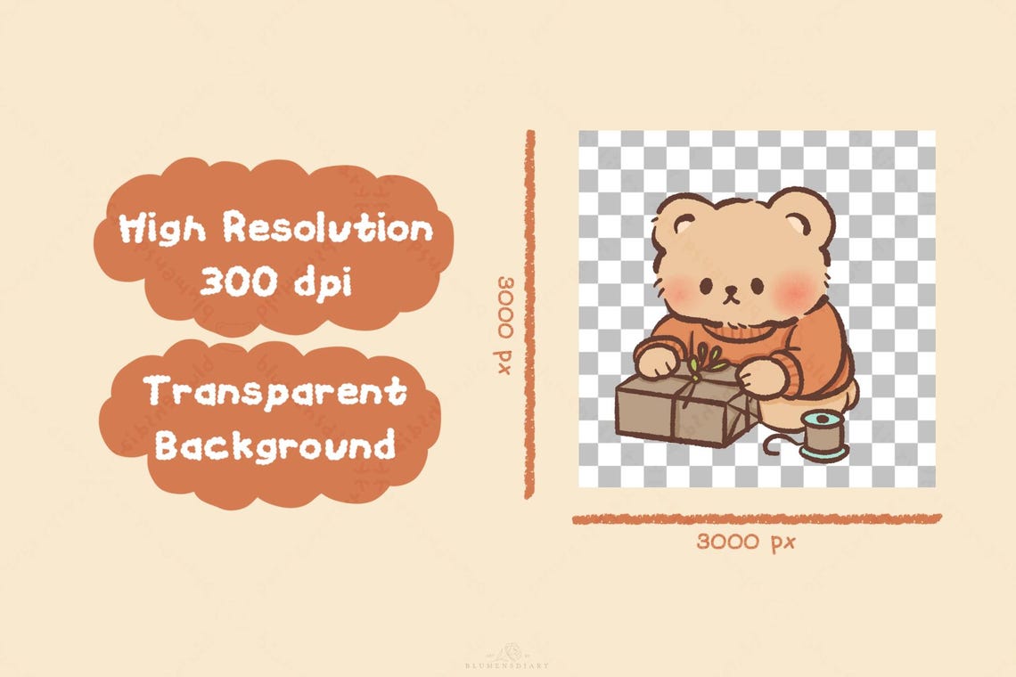 Milo the Mochi Bear Cottage Winter Clipart –kawaii+ Cottagecore Winter ...