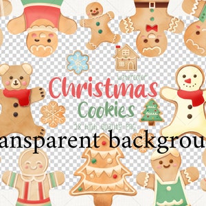 Christmas Cookies Clipart, Watercolor Christmas Clipart, Instant ...
