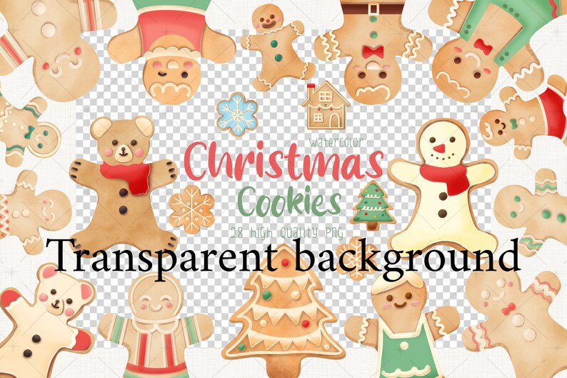 Christmas Cookies Clipart, Watercolor Christmas Clipart, Instant ...