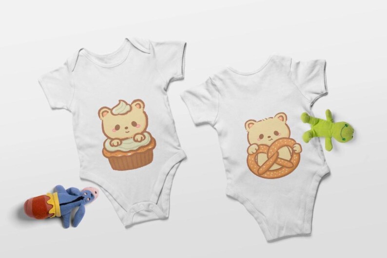 Honee the Bear Bakery Clipart: Kawaii Dessert PNG Illustrations ...