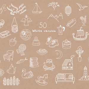 Scandinavian Doodle Line Art: Nordic PNG Elements (digital Download) - Etsy