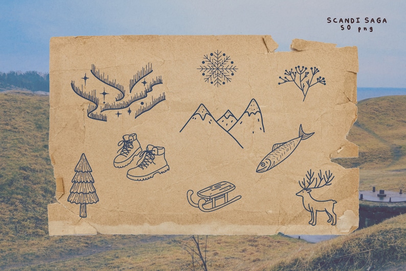 High Quality PNG Scandinavian Doodle Line Art - 300 DPI Transparent ...