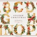 Watercolor Golden Christmas Alphabets Letters Clipart | High-quality ...