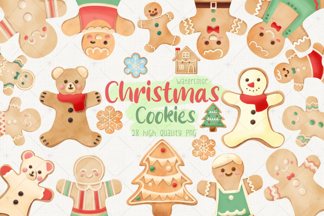Christmas Cookies Clipart, Watercolor Christmas Clipart, Instant ...