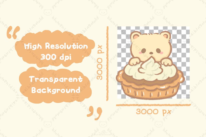 Honee the Bear Bakery Clipart: Kawaii Dessert PNG Illustrations ...