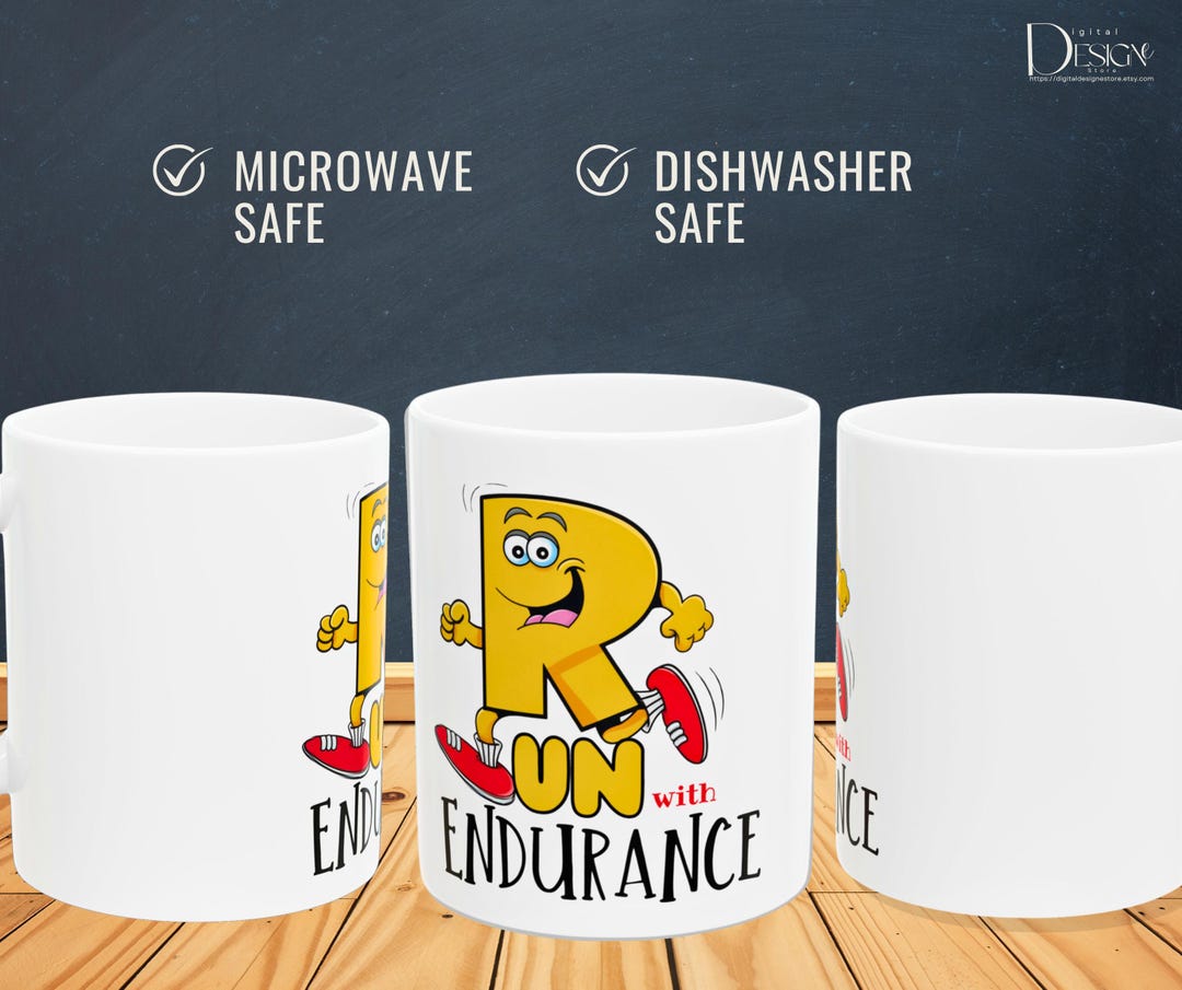 Funny Run With Endurance Ceramic Mug, Motivational Coffee Cup ...