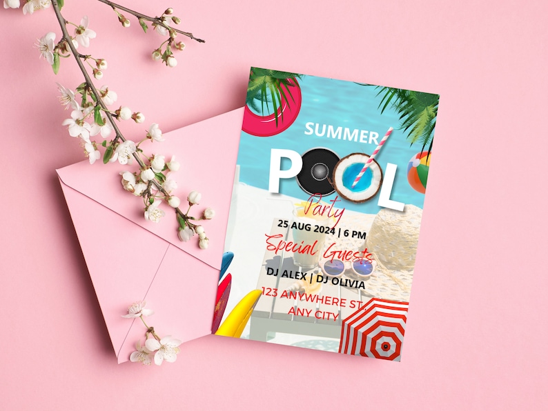 Editable Pool Party Invitation Canva Template Summer Pool - Etsy