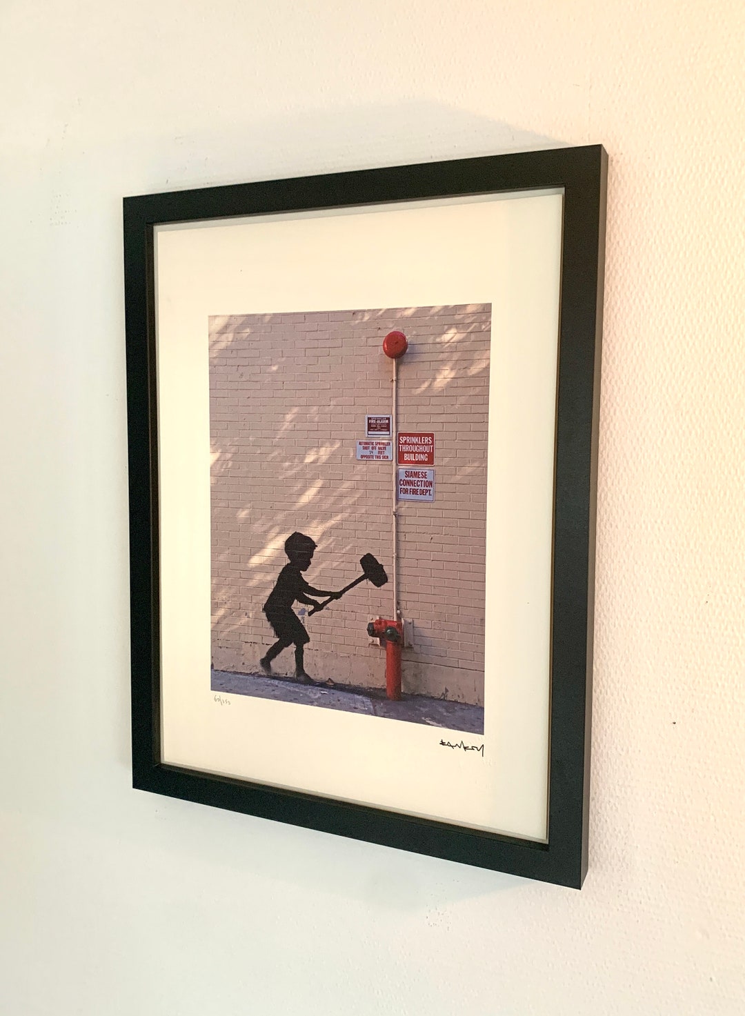 BANKSY hammer Boy Lithograph With Certificate and Framed - Etsy