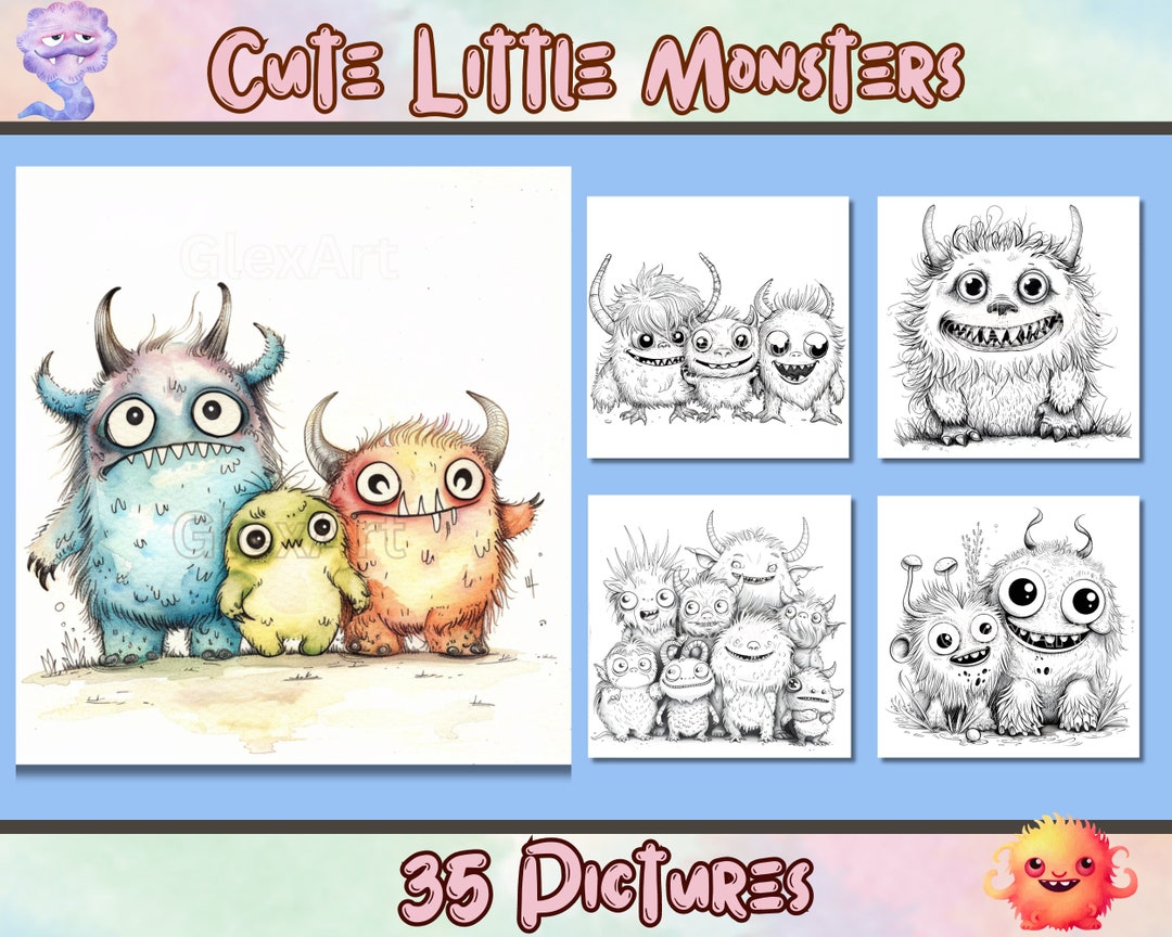 Cute Little Monsters: Coloring Book, Whimsical Fun, Perfect Printable ...