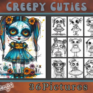 36 Creepy Cuties: Gothic Doll Coloring Collection, Chillingly Sweet ...