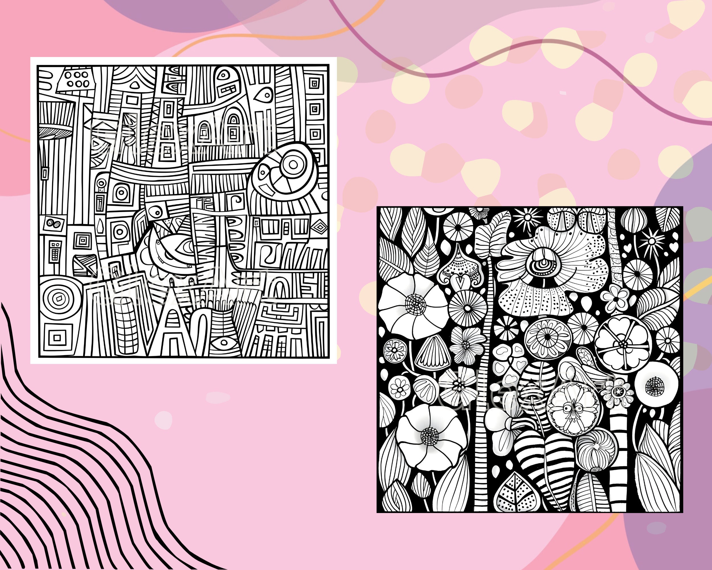 Fantasia of Forms: Eclectic Art Coloring Book, Whimsical Abstract ...