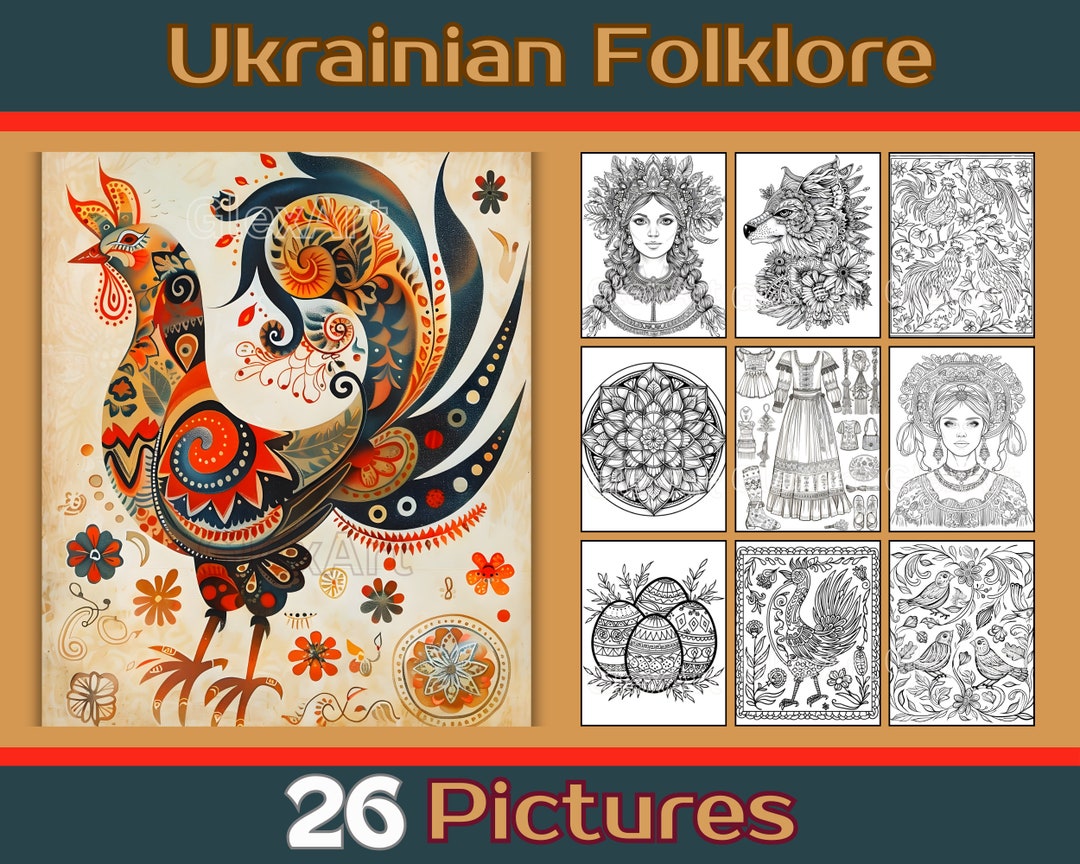 Ukrainian Folklore: Folk Art & Traditional Designs Coloring Book for ...