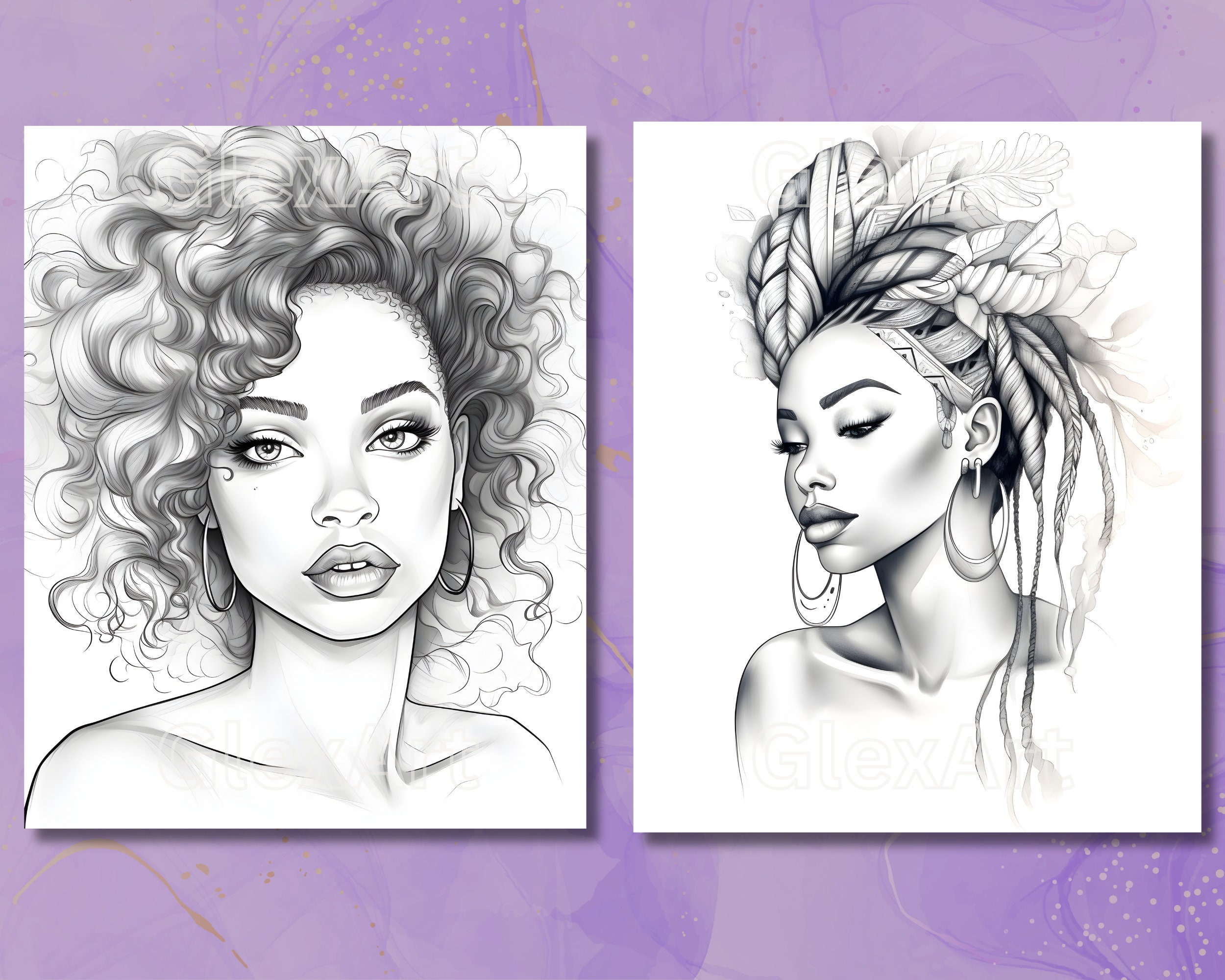 Black Women: Inspiring Portraits Coloring Book, Empowering Cultural Art ...