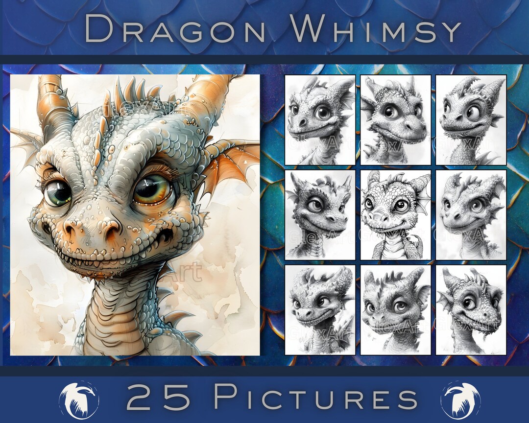 Dragon Whimsy: Mystical Beasts Coloring Book, Whimsical Portrait Art ...