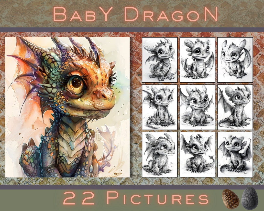 Baby Dragon: Adorable Dragonling Coloring Book, Whimsical Fantasy Art, Printable PDF for Family ...