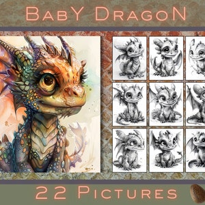 Baby Dragon: Adorable Dragonling Coloring Book, Whimsical Fantasy Art ...