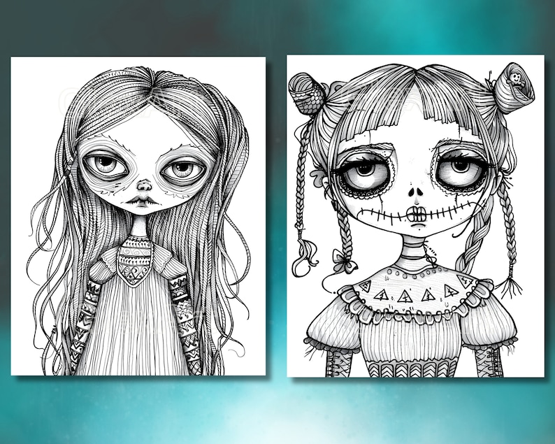 Spooky Girls: Gothic Charm Coloring Book, Eerie Beauties Printable PDF ...