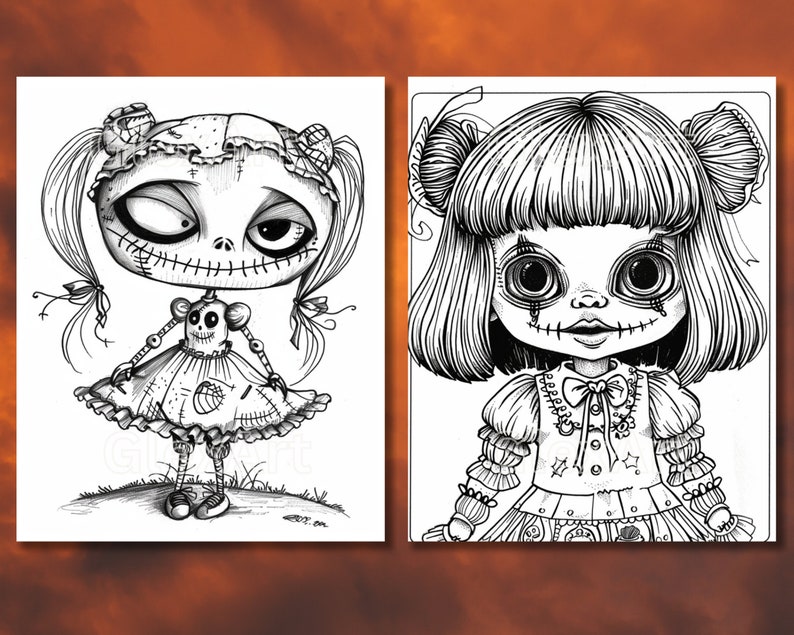 36 Creepy Cuties: Gothic Doll Coloring Collection, Chillingly Sweet ...