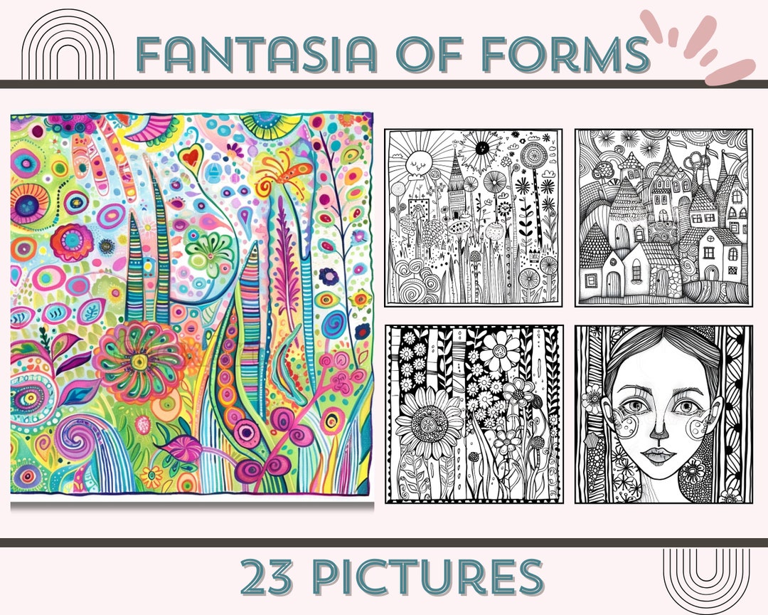 Fantasia of Forms: Eclectic Art Coloring Book, Whimsical Abstract ...