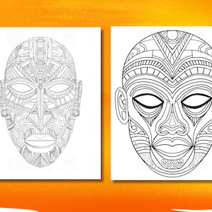 African Masks: Tribal Art & Culture Coloring Book for Adults ...