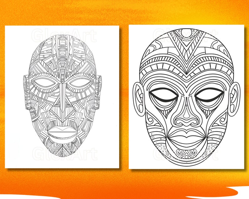 African Masks: Tribal Art & Culture Coloring Book for Adults ...