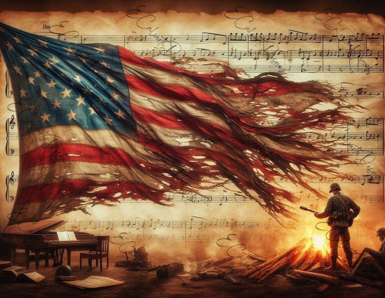 Star Spangled Banner Patriotic 4th of July American Flag Soldier ...