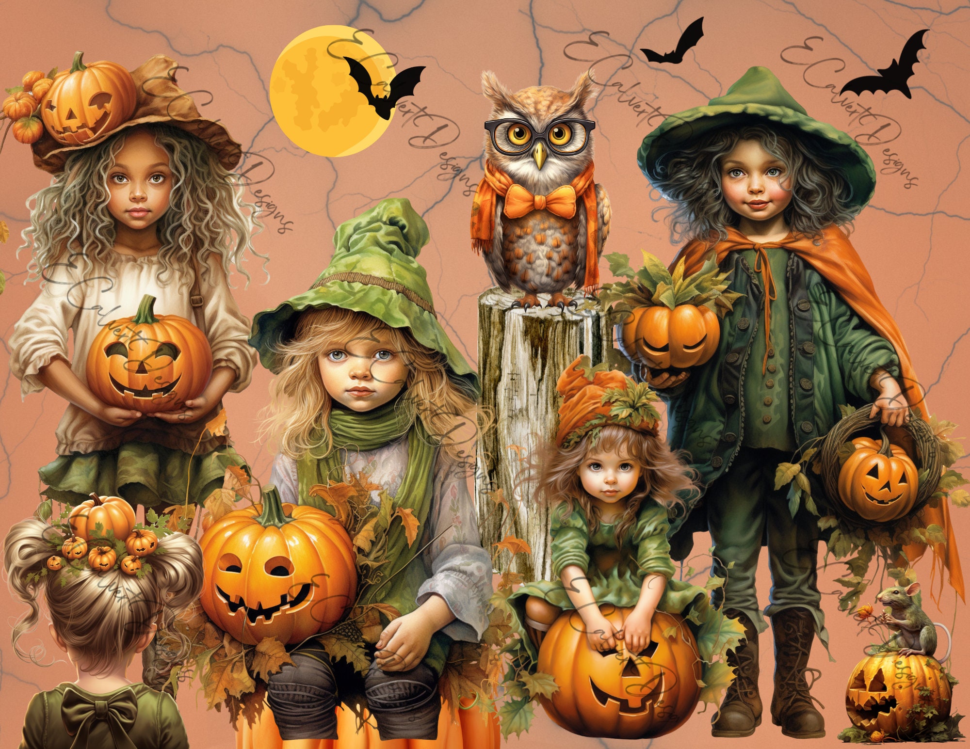 Halloween Children 4 Fall Digitals for Rice Paper Decoupage Download ...