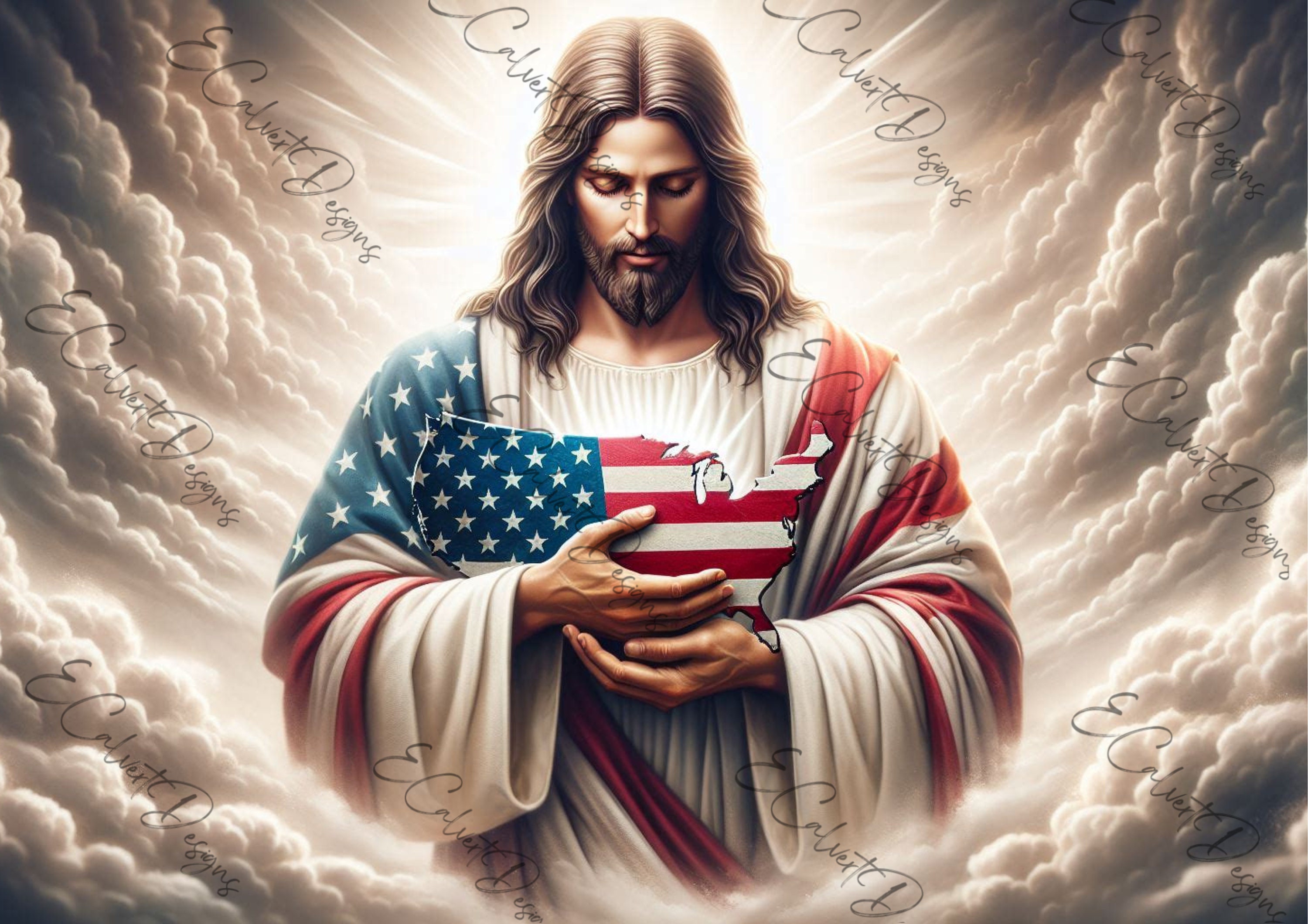 Jesus Praying Over the United States While Holding Her in His Hands ...