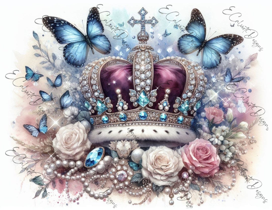 Crown Background Royalty Rhinestones Queen King Digital Download A4 ...
