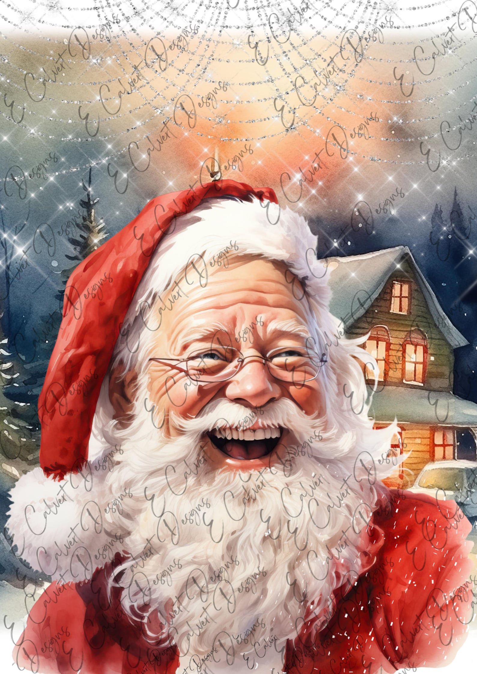 Santa Claus A4 Digitals for Rice Paper Decoupage Watercolor - Etsy