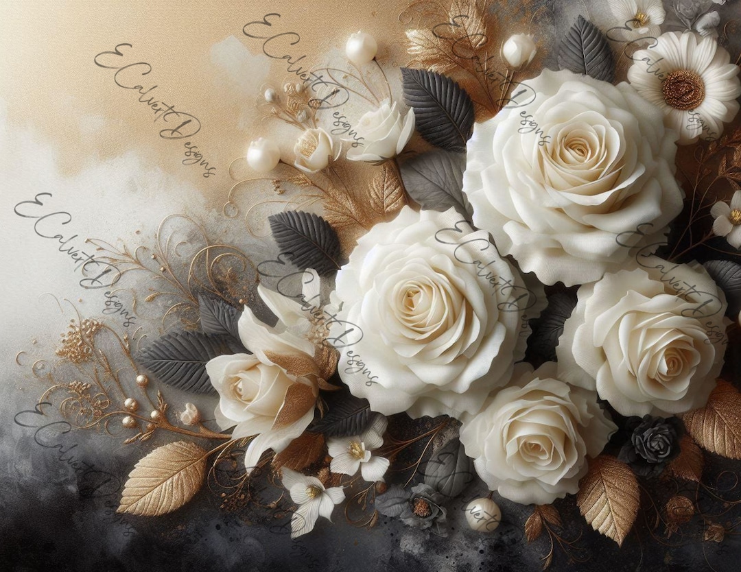 White Rose Background Floral Digital Download A4 Rice Paper Decoupage ...