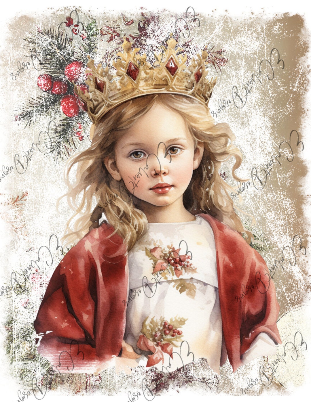 Adorable Christmas Princess Digitals for Rice Paper Decoupage ...