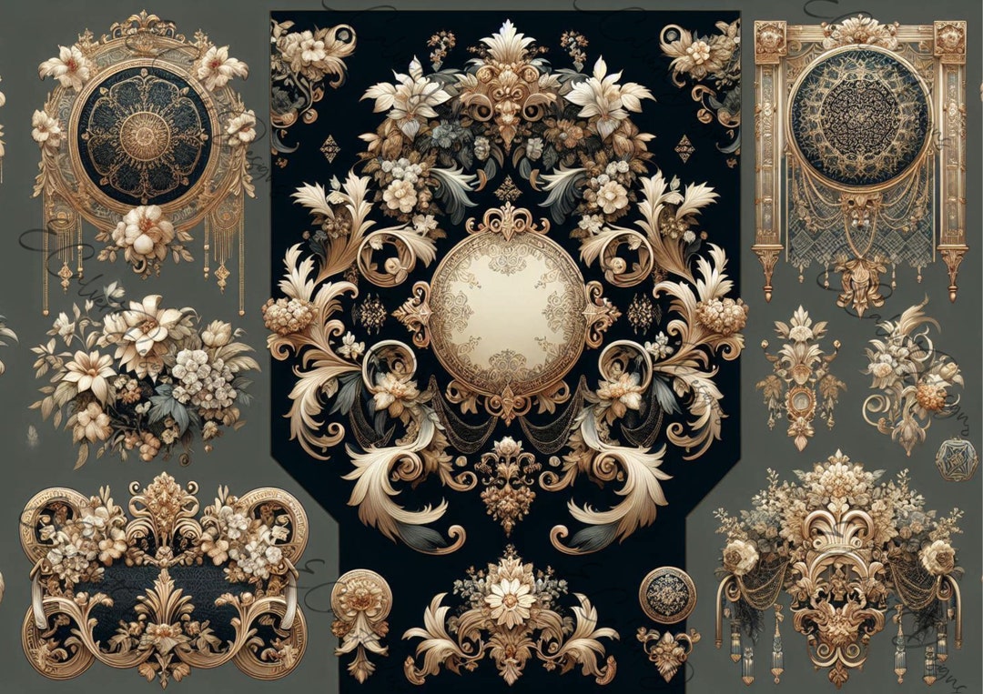 Ornate Background Digital Download A4 Rice Paper Decoupage Journal ...
