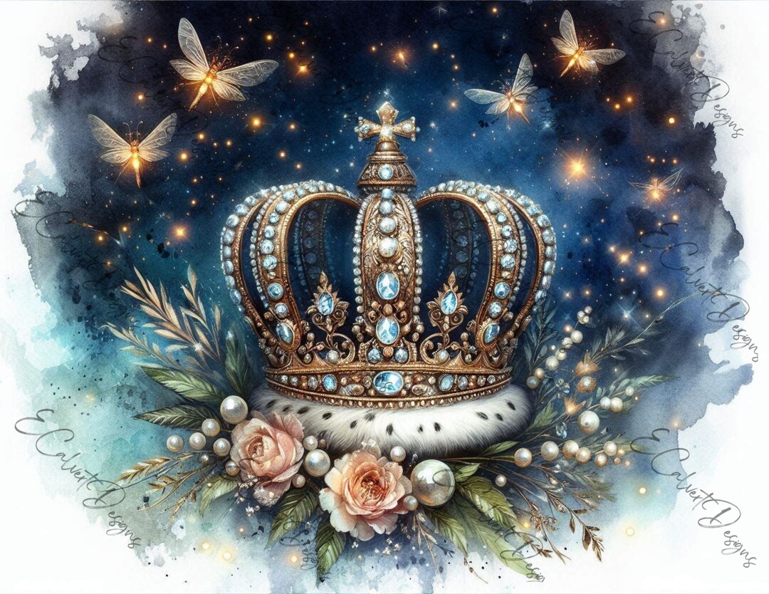 Crown Background Royalty Rhinestones Queen King Digital Download A4 ...