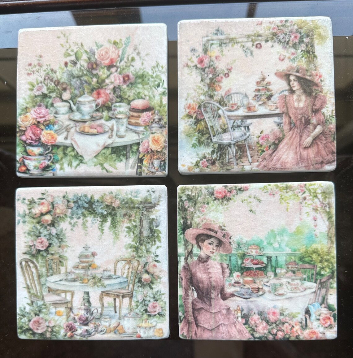 Tea Party Coaster Digitals for Rice Paper Decoupage 4in X 4in ...