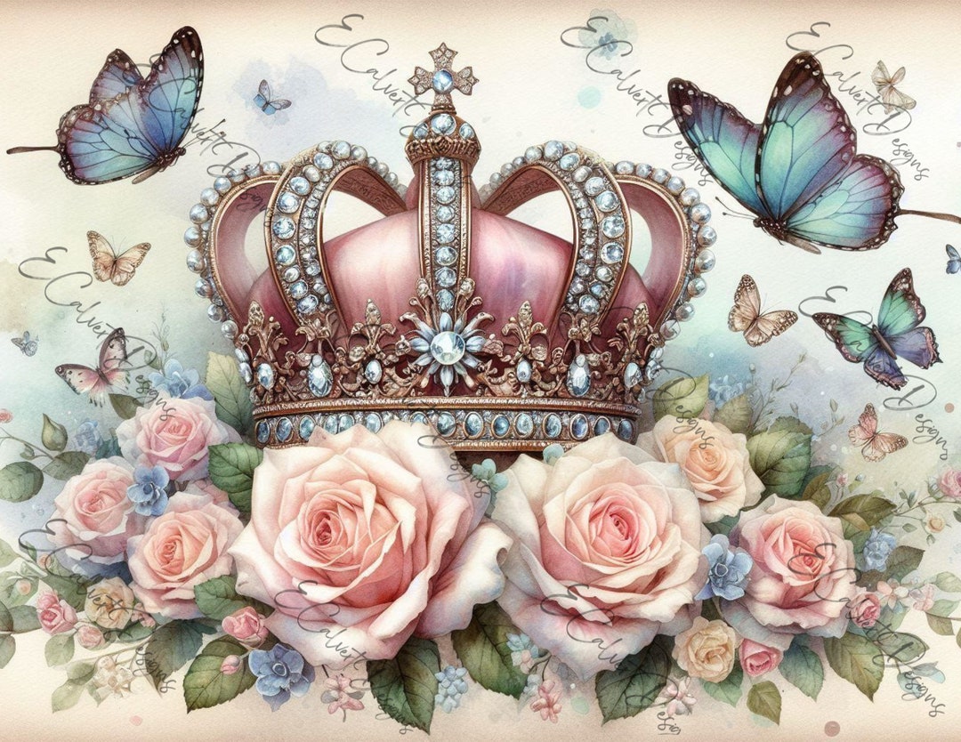 Crown Background Royalty Rhinestones Queen King Digital Download A4 ...