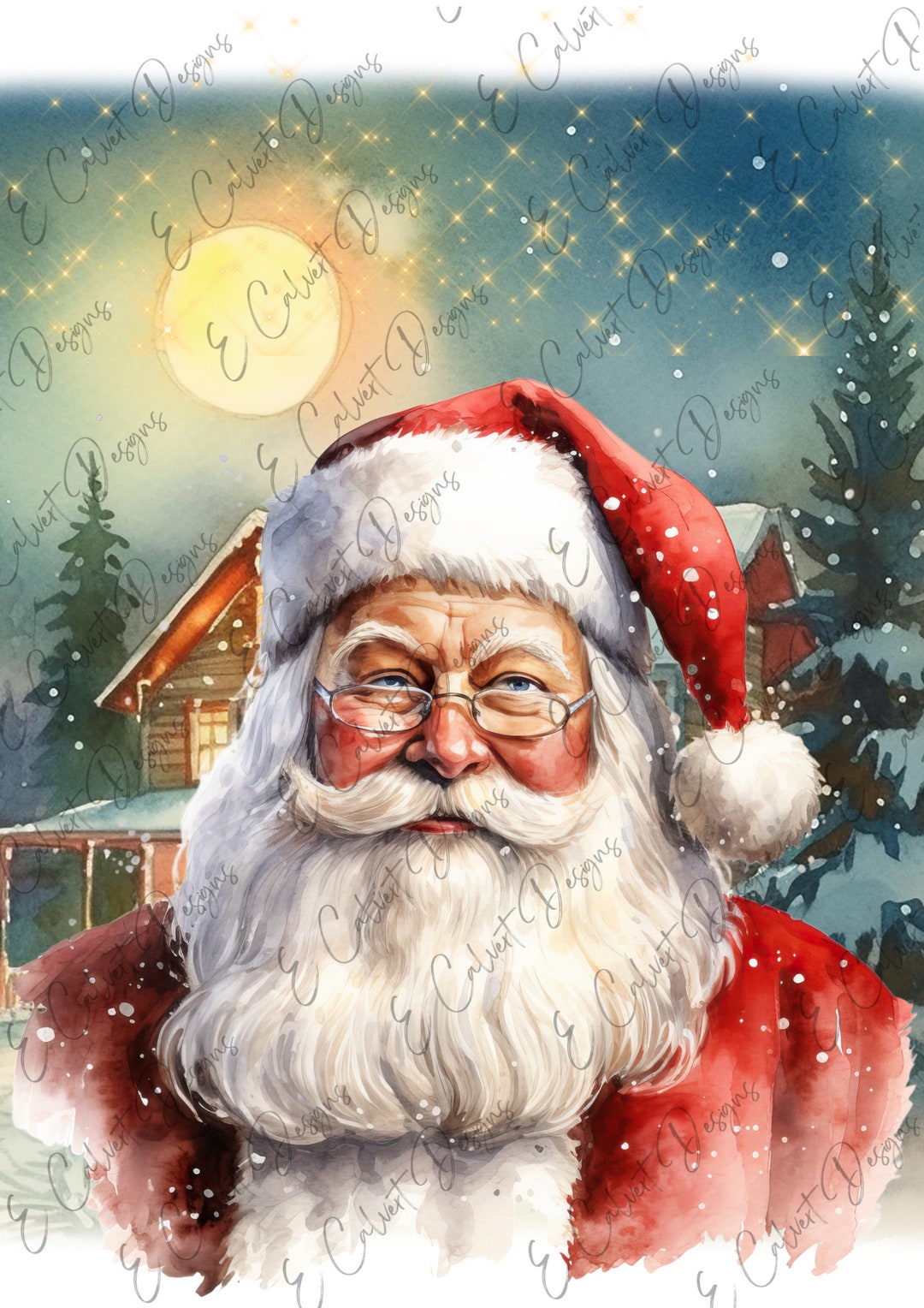 Santa Claus A4 Digitals for Rice Paper Decoupage Watercolor - Etsy