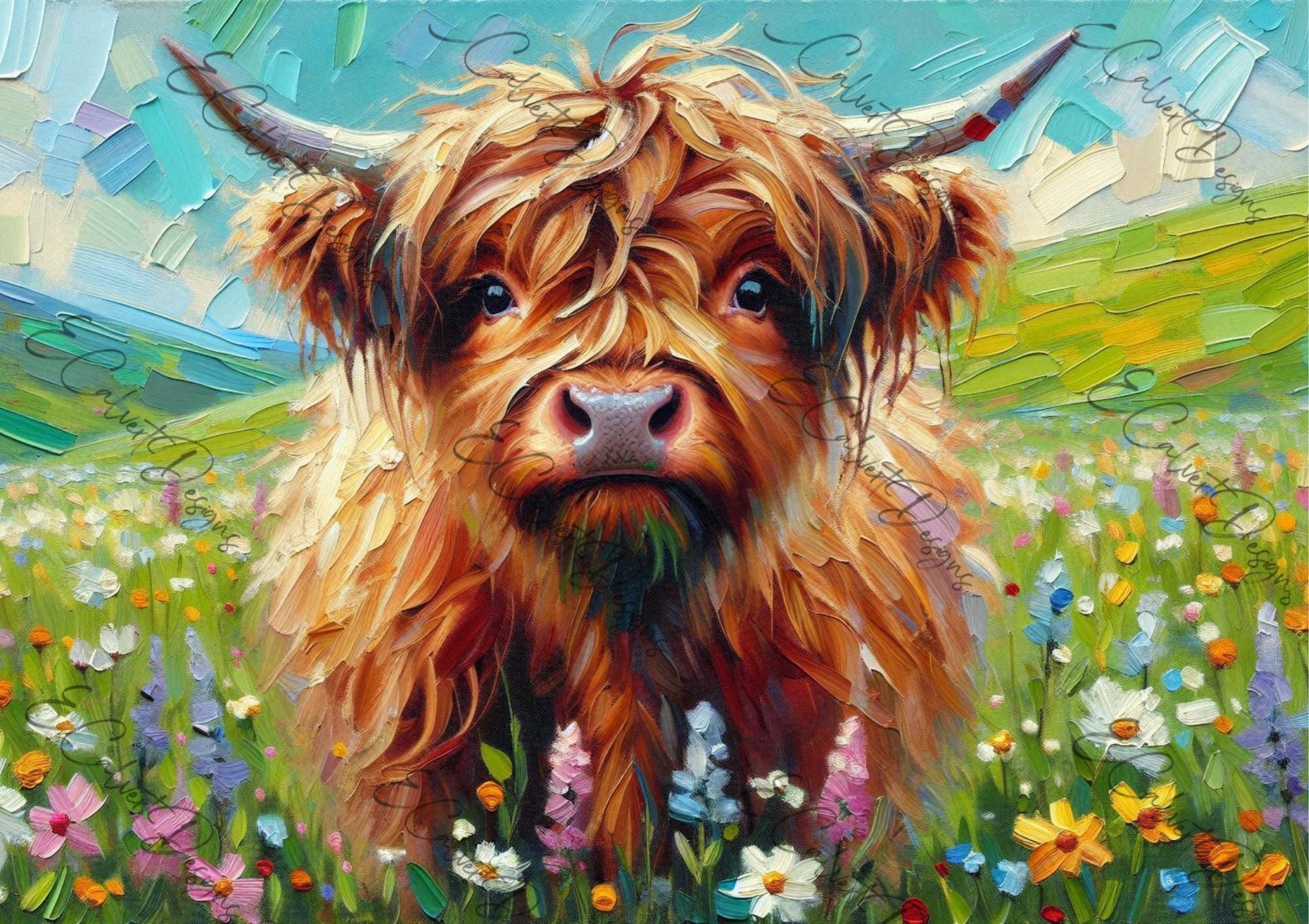 Highland Cow Abstract Painting Looks Like Oil Painting Digital Download ...