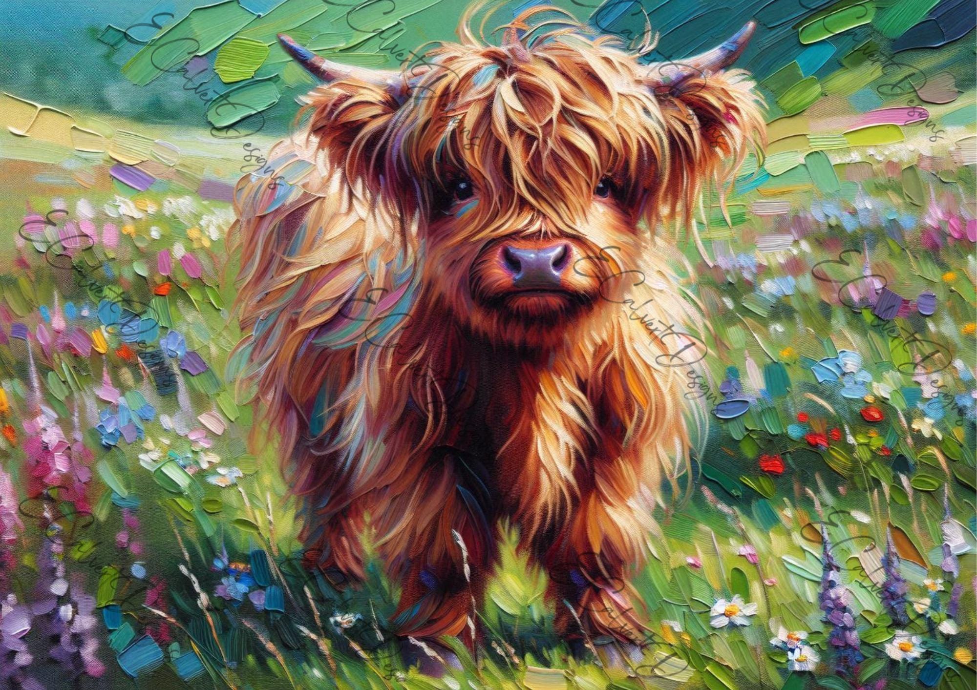 Highland Cow Abstract Painting Looks Like Oil Painting Digital Download ...