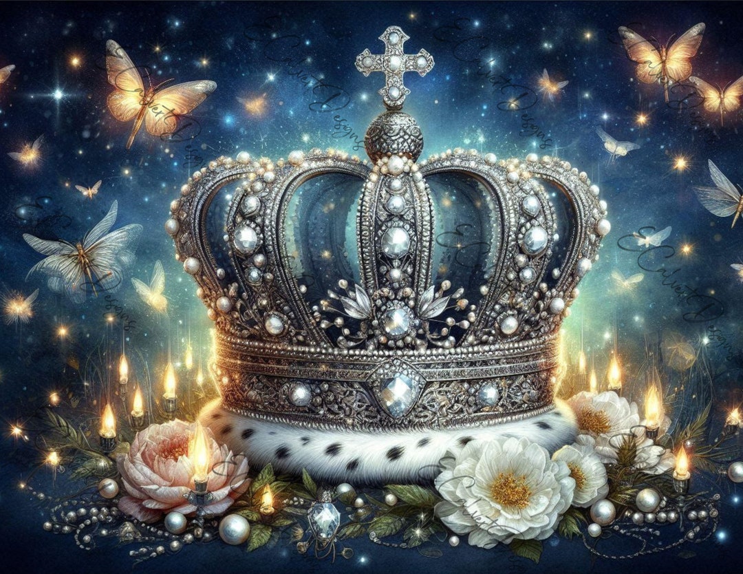 Crown Background Royalty Rhinestones Queen King Digital Download A4 ...