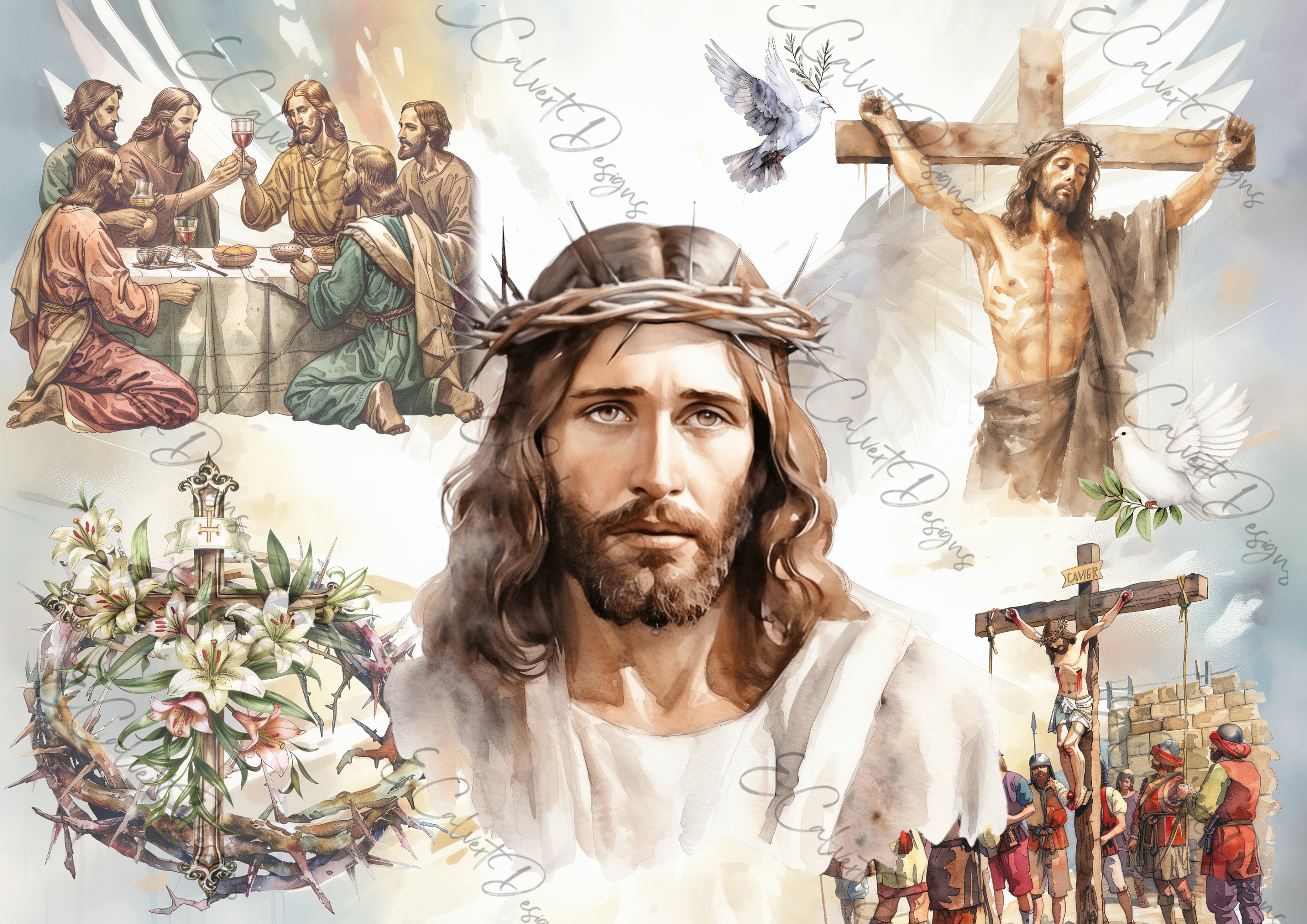 Jesus Christ Resurrection WITH Birds Easter Religious Christian Crown ...
