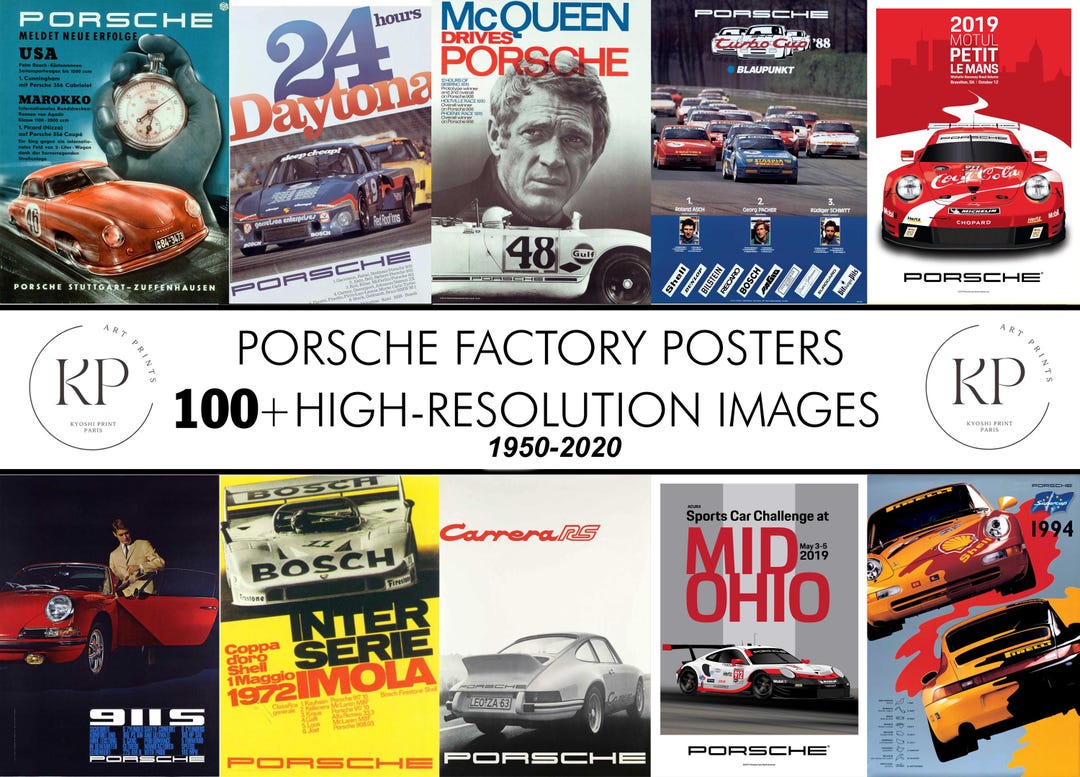 Pack of 150vintage Car Racing Poster Porsche Factory Posters Collection ...