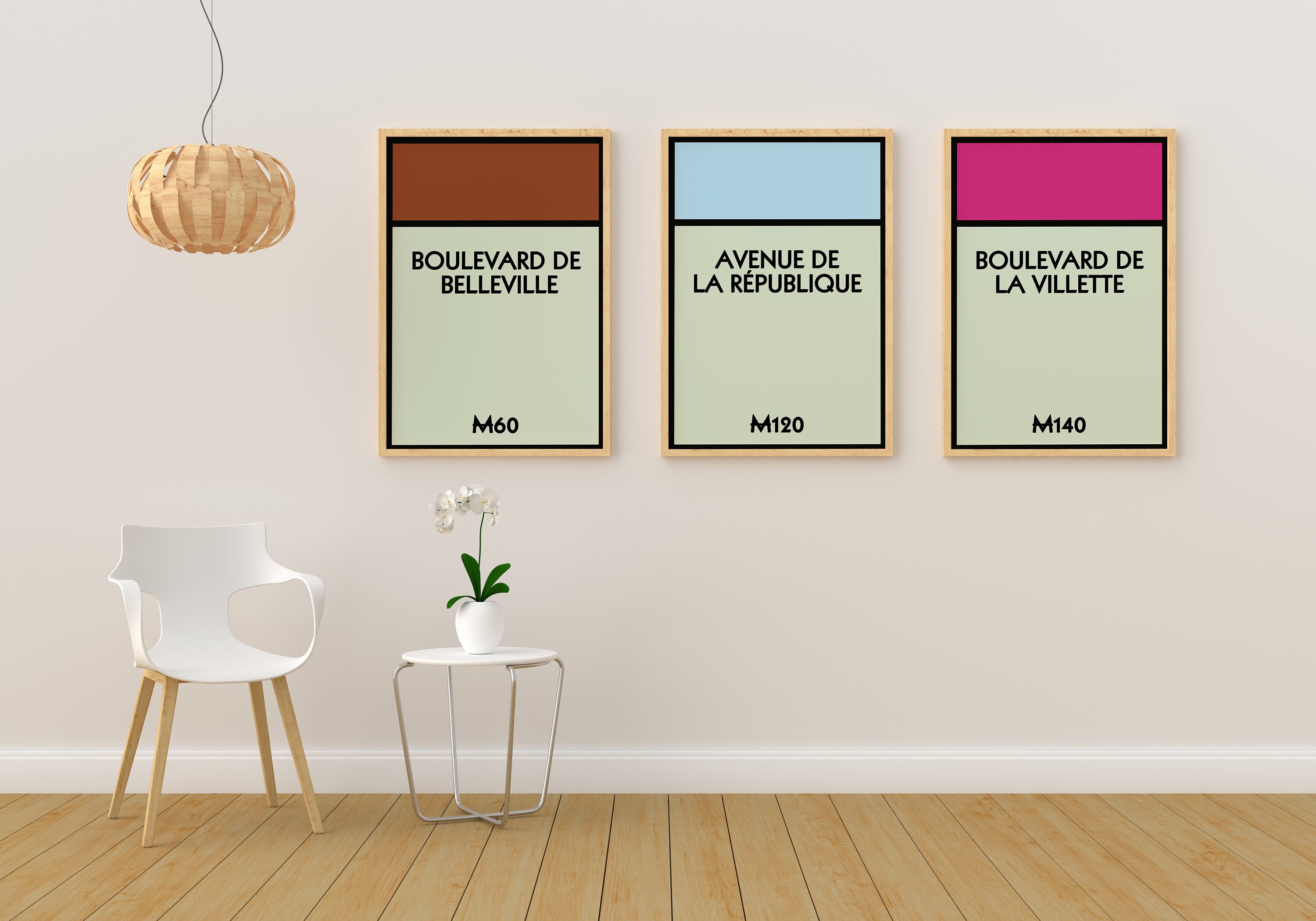 Set of 3 Minimalist Monopoly Card Collection, Monopoly Poster, Board ...